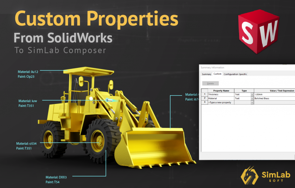 SolidWorks Properties Integration with SimLab Composer • 3D CAD VR
